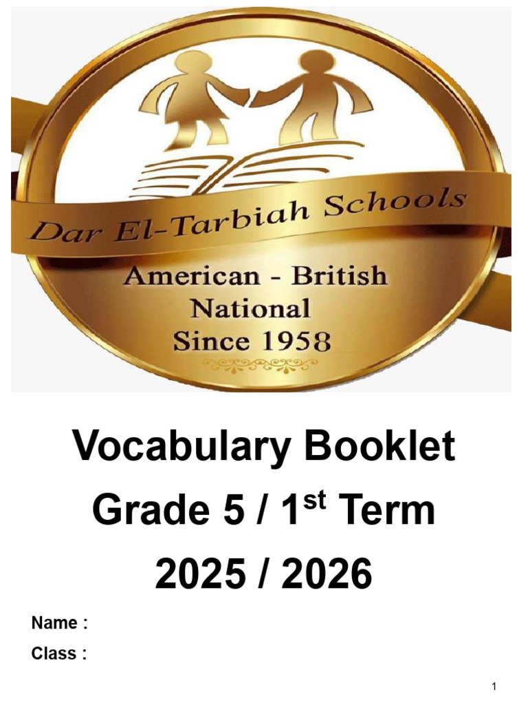 Vocabulary Booklet 1st Term 2026 G5 | PDF | Sound