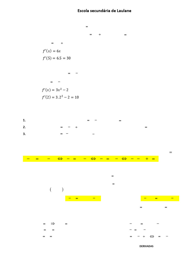 Apontamentos - Derivadas Laterais , Extremos e Monotonia - 3T - 2025 | PDF | Derivado | Limite ...