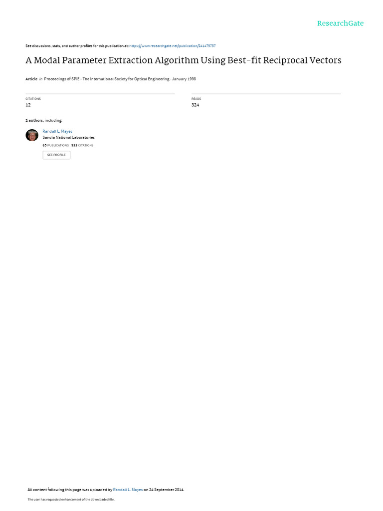 A Modal Parameter Extraction Algorithm Using Best | PDF | Principal Component Analysis | Applied ...