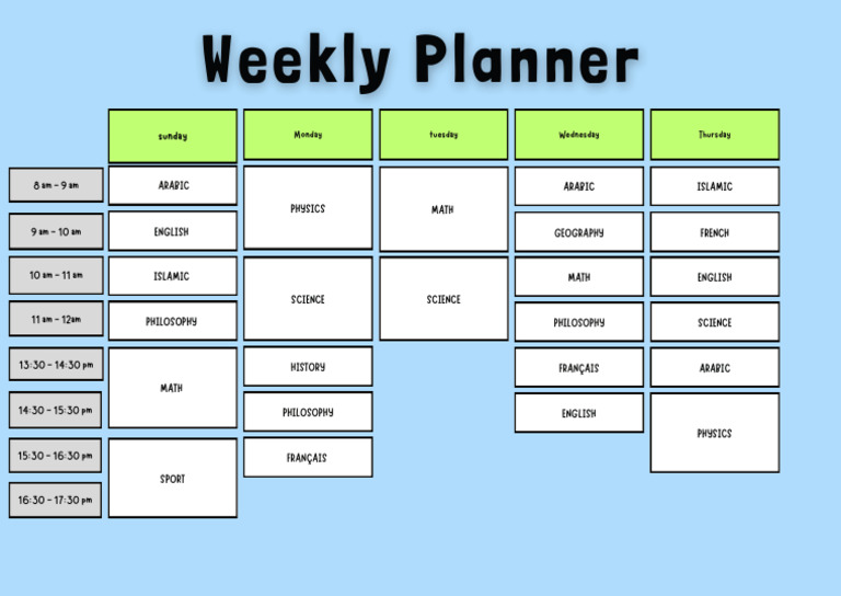 Blue Playful Weekly Planner Class Schedule - 20251009 - 064657 - 0000 | PDF