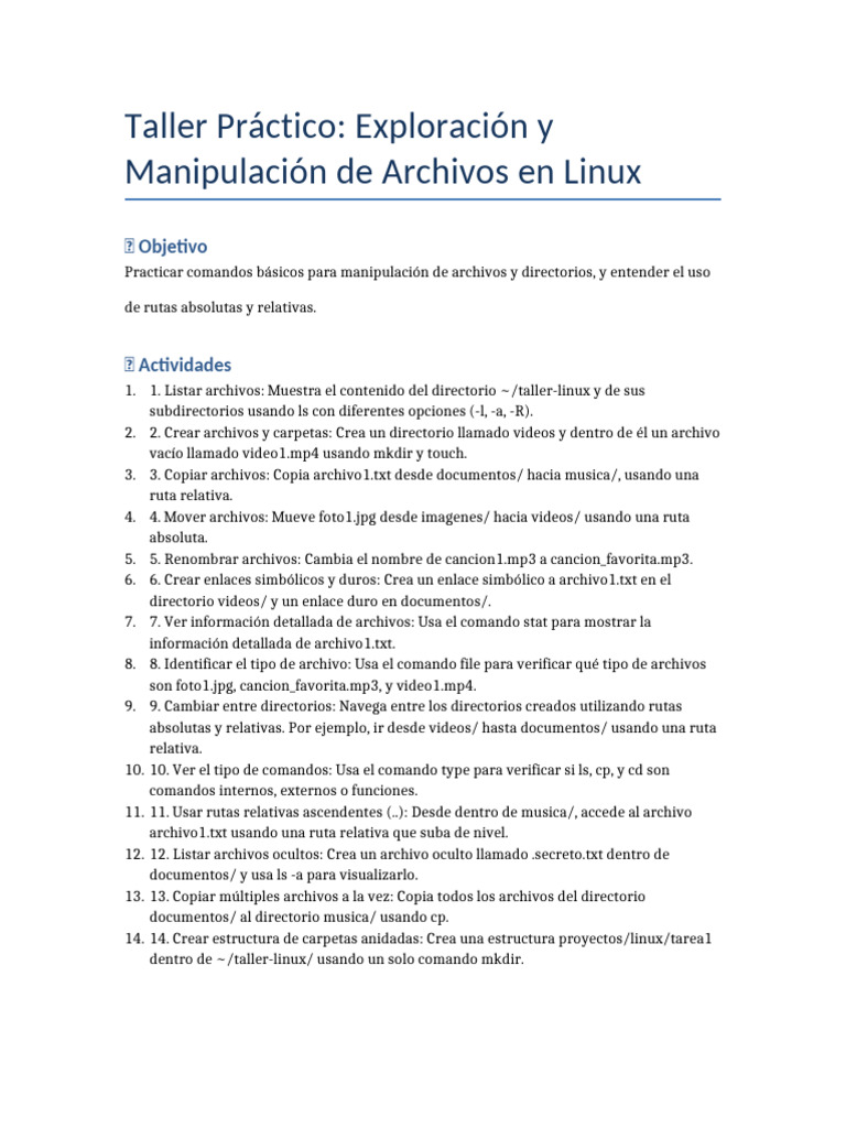 Taller Linux Basico | PDF