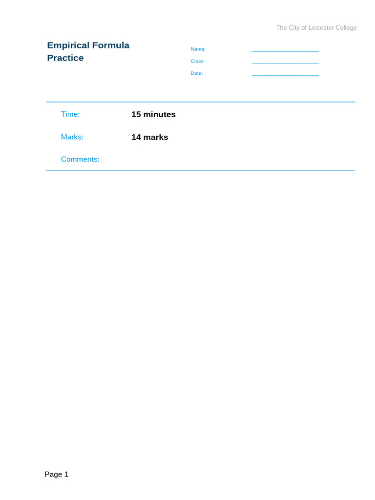 Empirical Formula Practice Worksheet | PDF | Chemistry | Chemical ...