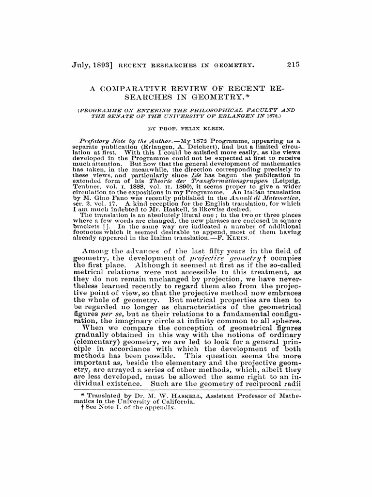 Comparative Review of Geometry Research | PDF | Projective Geometry ...