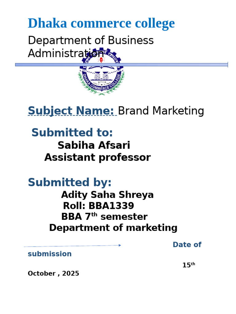 Dhaka Commerce College Cover Page | PDF