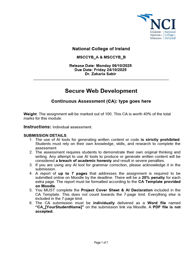 CA - Secure Web Development (Provisional) | PDF | User (Computing ...