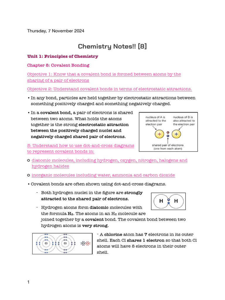 Chemistry - Chapter 8 - Notes | PDF | Chemical Bond | Molecules
