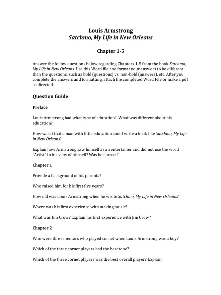 Louis Armstrong Questions 1-5-2 | PDF