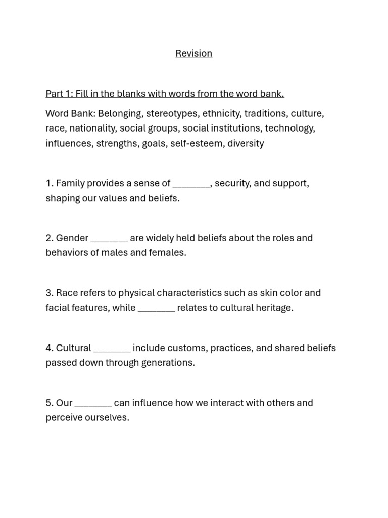Revision Year 6 Social Studies | PDF | Social Group | Identity (Social ...
