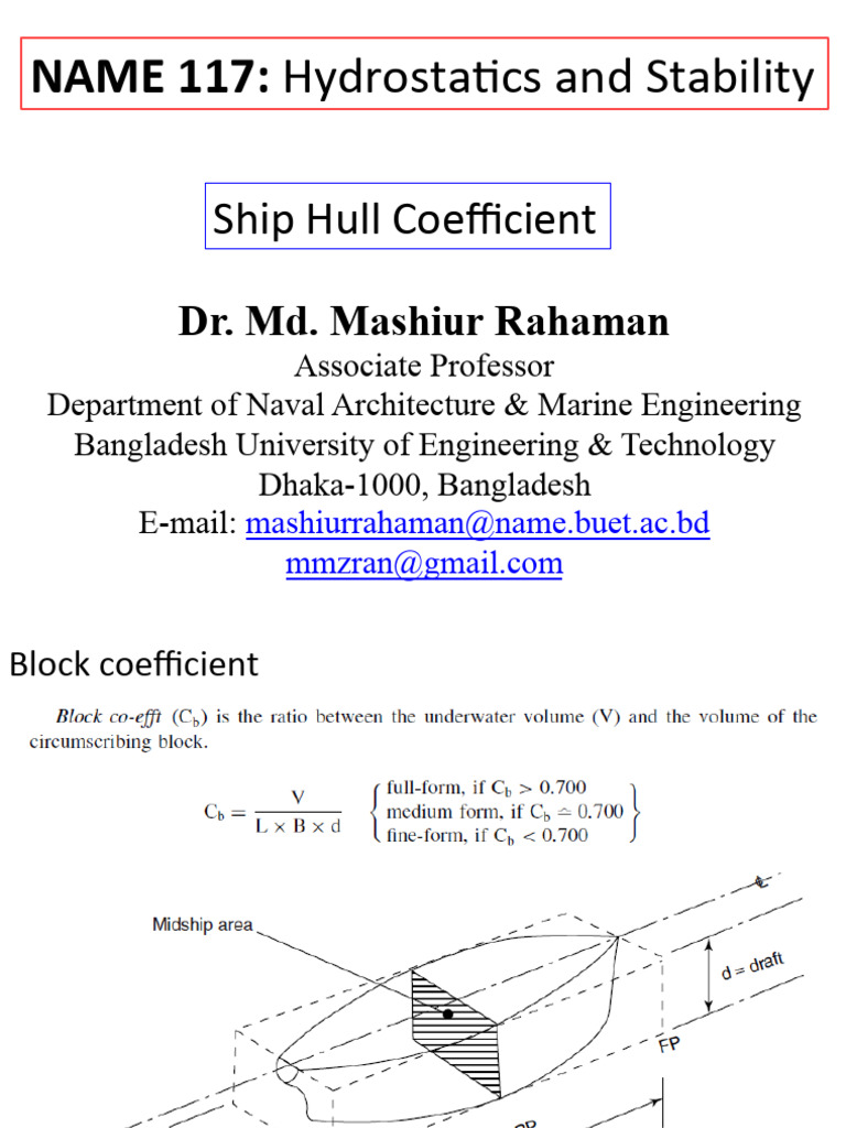 Lecture3 shipHullCoefficient | PDF