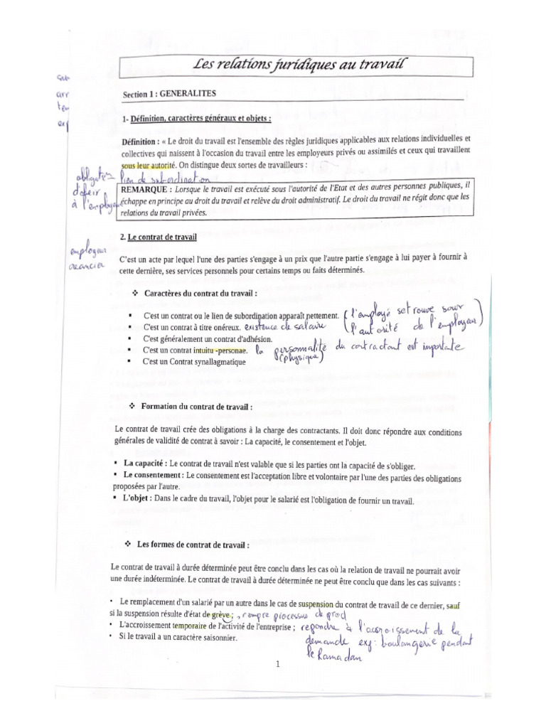 Les Relations Juridiques Au Travail | PDF