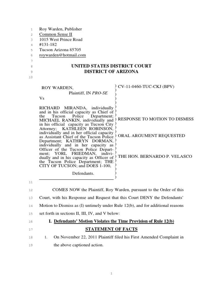 Response To Motion To Dismiss | Download Free PDF | Collateral Estoppel ...