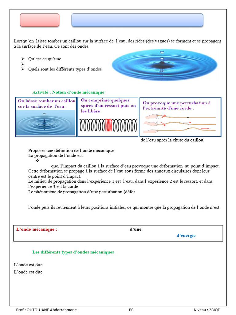 Ondes Mécaniques : Types et Propagation | PDF | Vagues | Phénomène physique