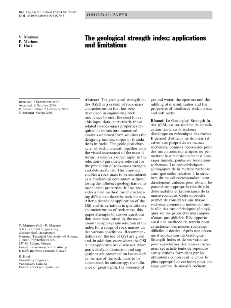 The Geological Strength Index - Applications and Limitations | PDF ...