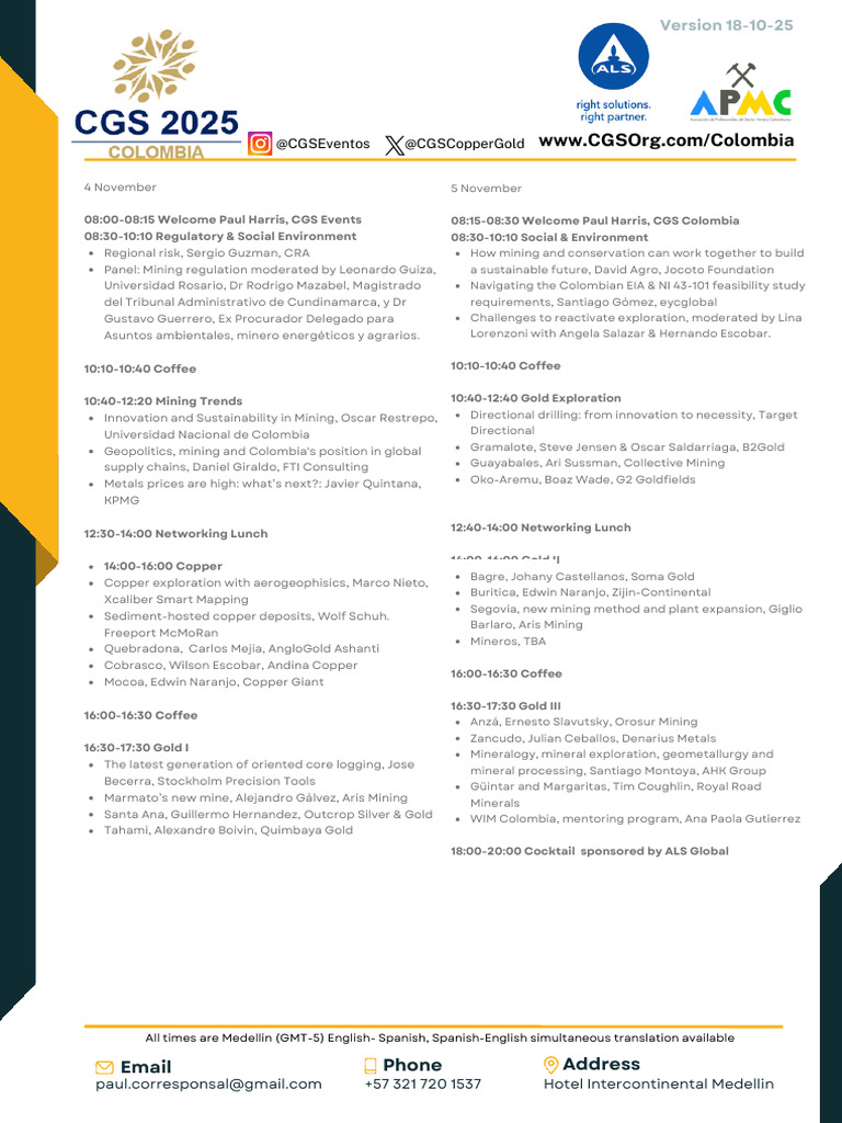 CGS Colombia 2025 Conference Agenda | PDF | Minerals | Heavy Industry