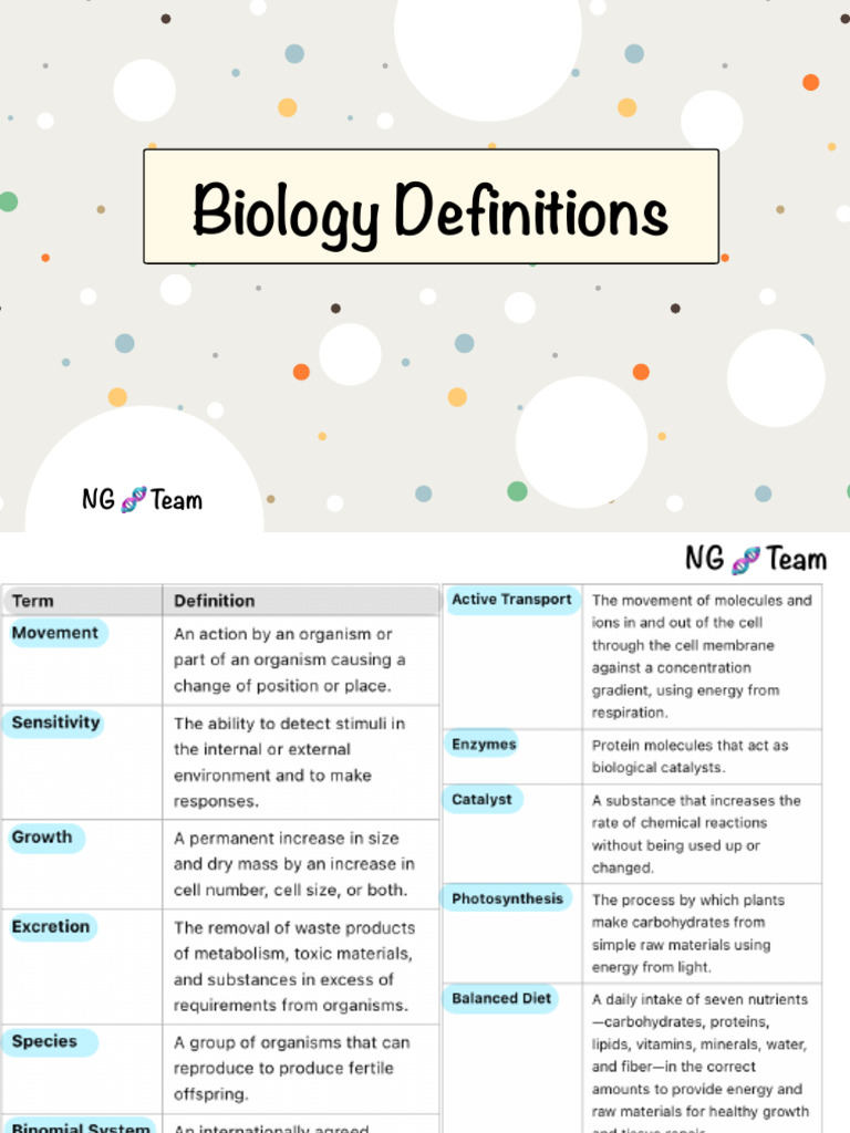 Biology Definitions | PDF