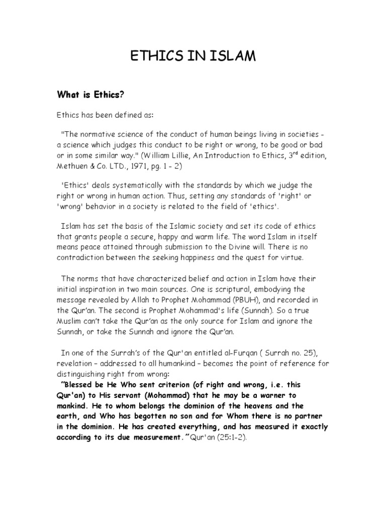 Ethics in Islam | PDF | Modesty | Muhammad