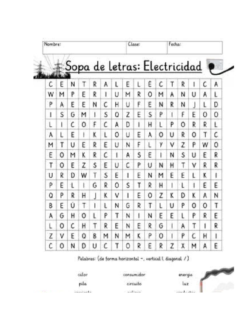 Sopa de Letra Juan Electricita | PDF