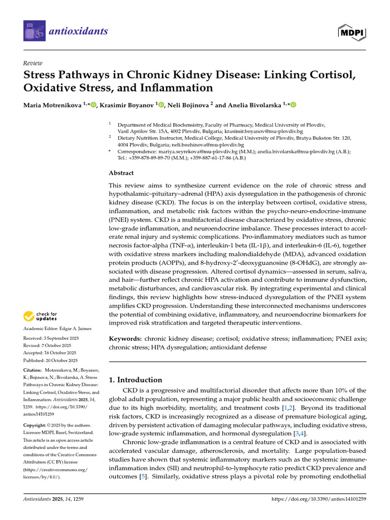 Stress Pathways in Chronic Kidney Disease Linking | PDF | Hypothalamic ...