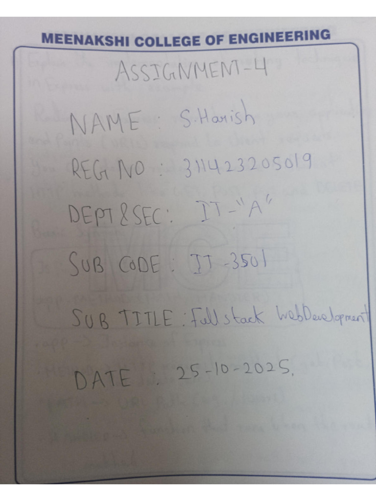 FSWD Assignment 4 Harish | PDF