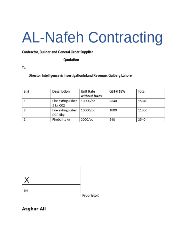 AL-Nafeh Contracting | PDF