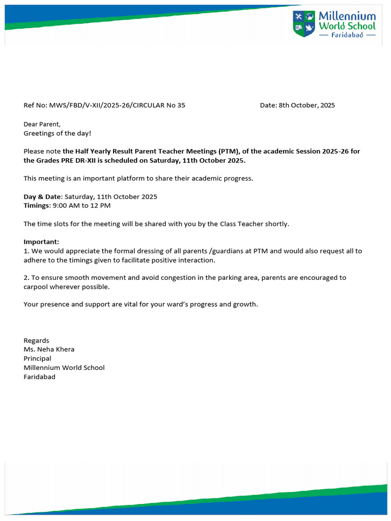 Circular-Result PTM PRE DR-XII 2025-26 Circular No 35 | PDF