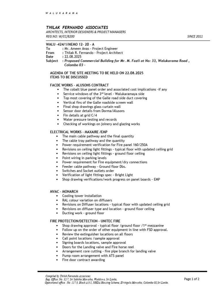 Agenda - Work Progress - Meeting 20 - 3 of 22.08.2025 | PDF | Building ...