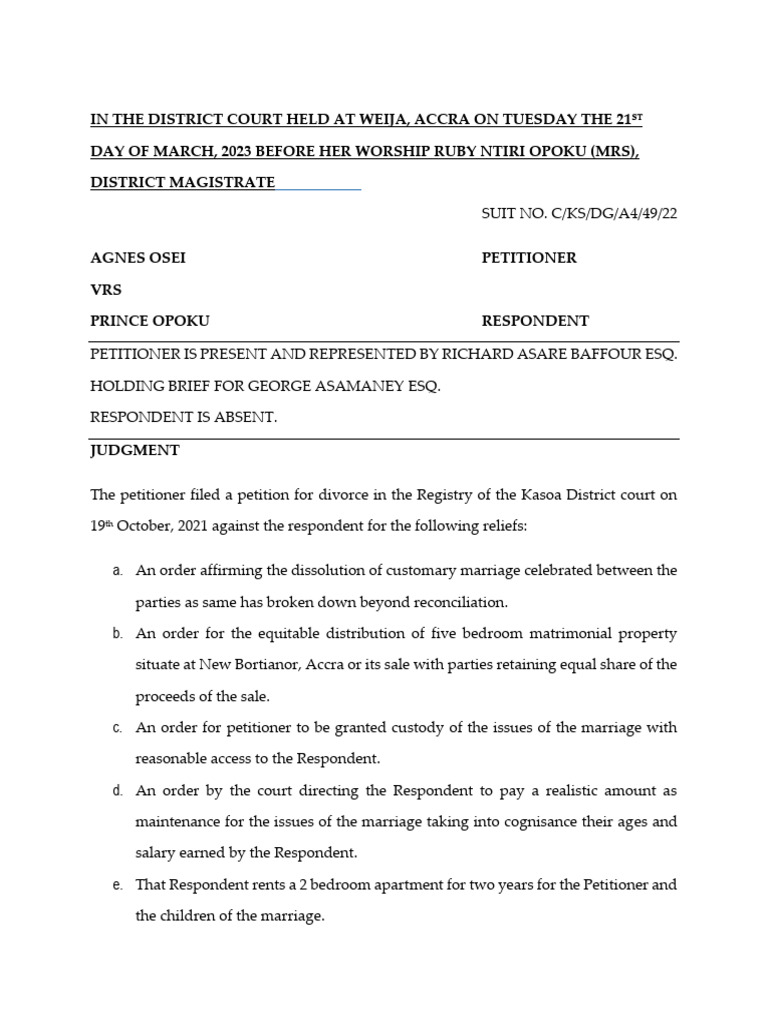 Osei Vrs Opoku 2023 GHADC 608 (21 March 2023) | PDF | Burden Of Proof ...