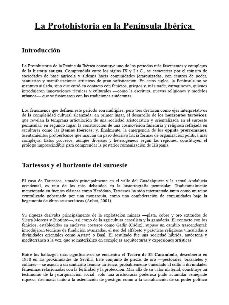 La Protohistoria en La Península Ibérica | PDF