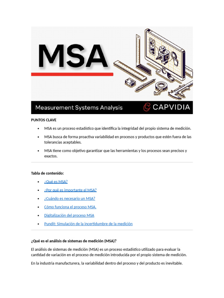¿Qué es el MSA y su importancia? | PDF | Exactitud y precisión | Medición