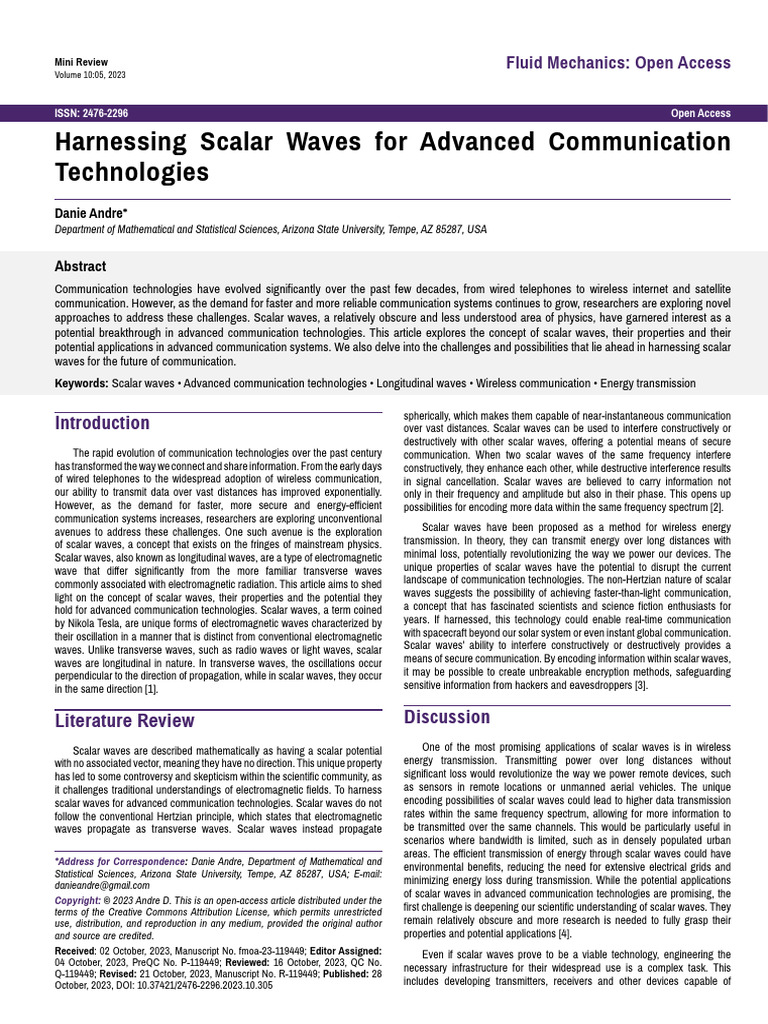 Harnessing Scalar Waves For Advanced Communication Technologies | PDF ...