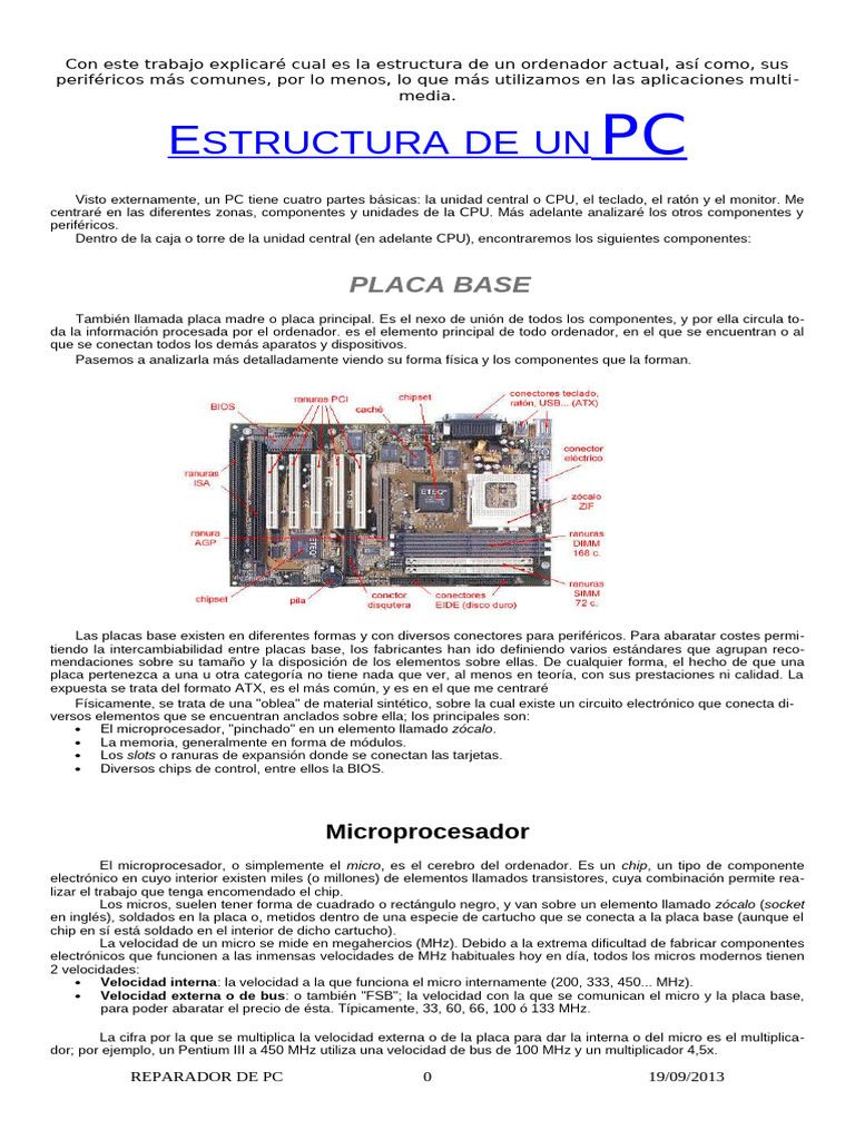 Estructura y componentes de un PC | PDF | Memoria de acceso aleatorio ...