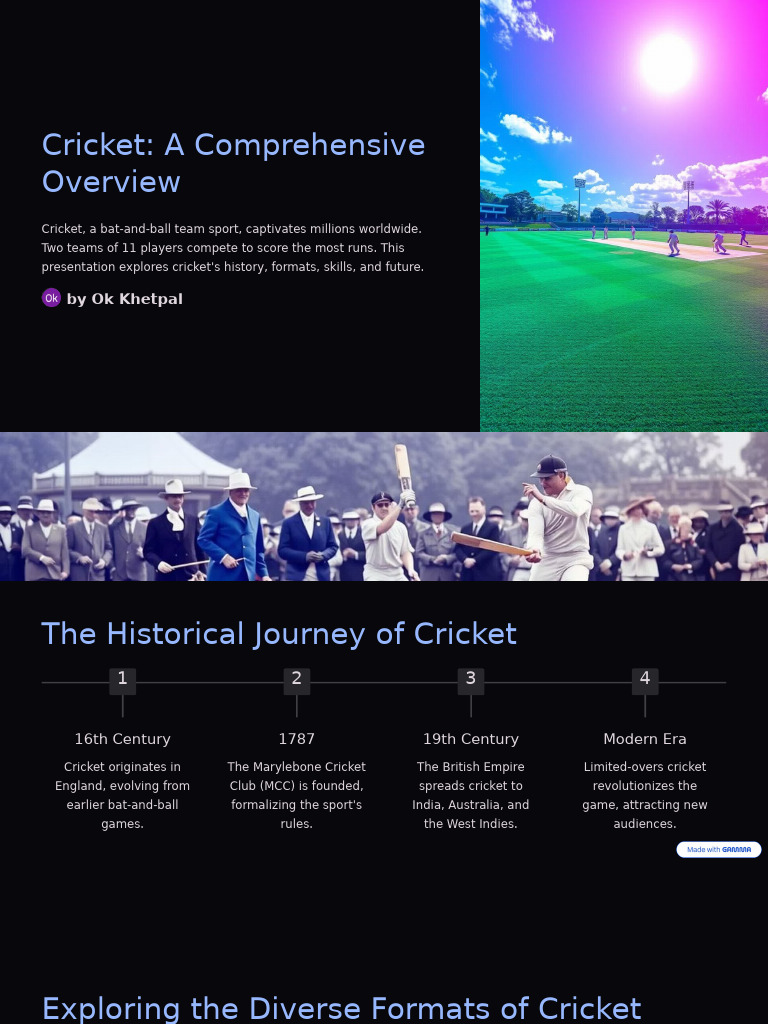 Cricket: History, Formats, and Future Insights | PDF | Cricket ...