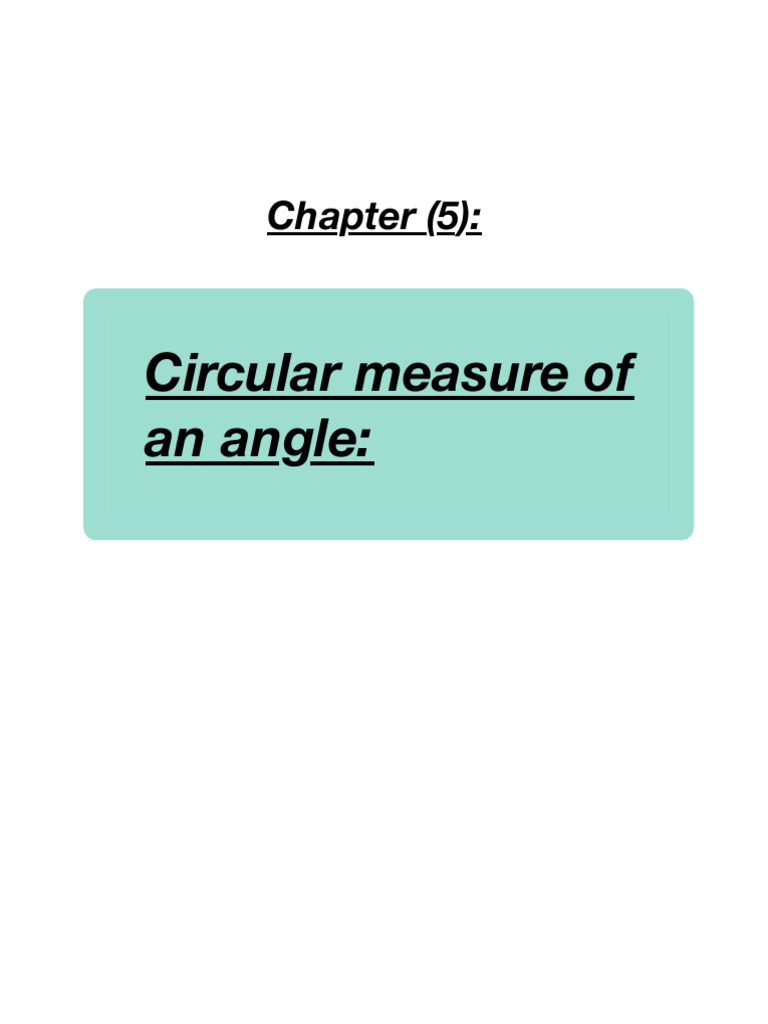 17) Classified (5) Circular Measure of An Angle | PDF | Circle | Angle