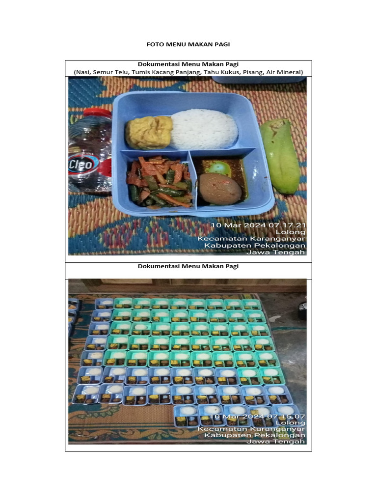 Menu Makan Pagi dan Siang 68 Boks | PDF