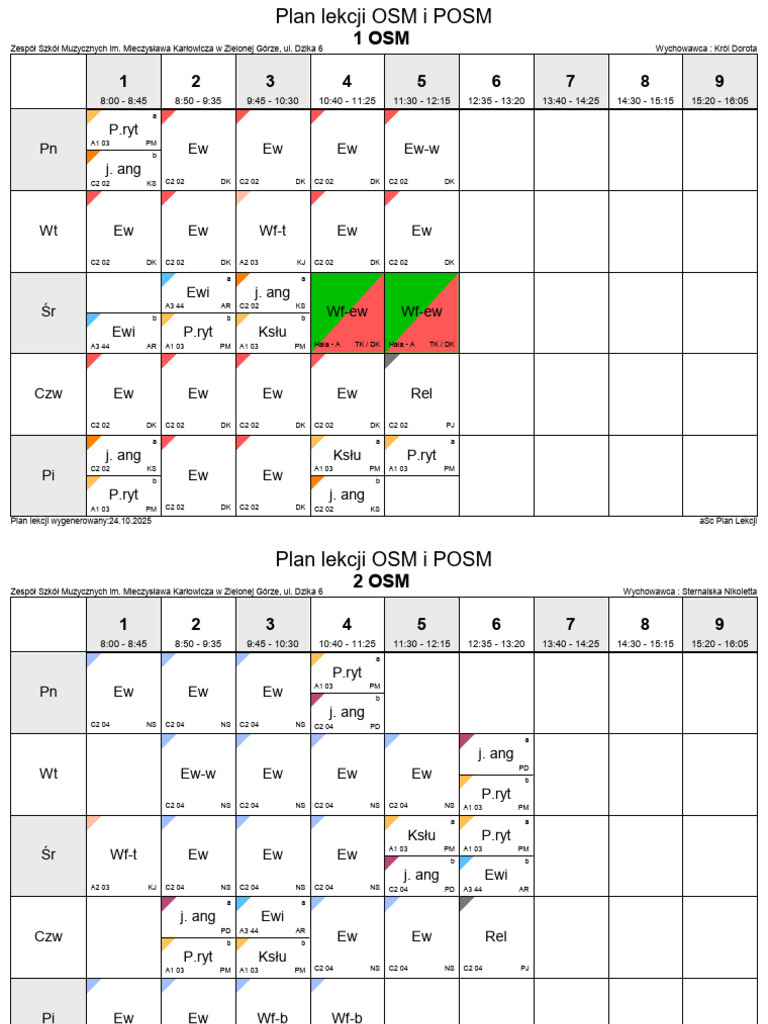 Plan Lekcji OSM I POSM 27102026 | PDF
