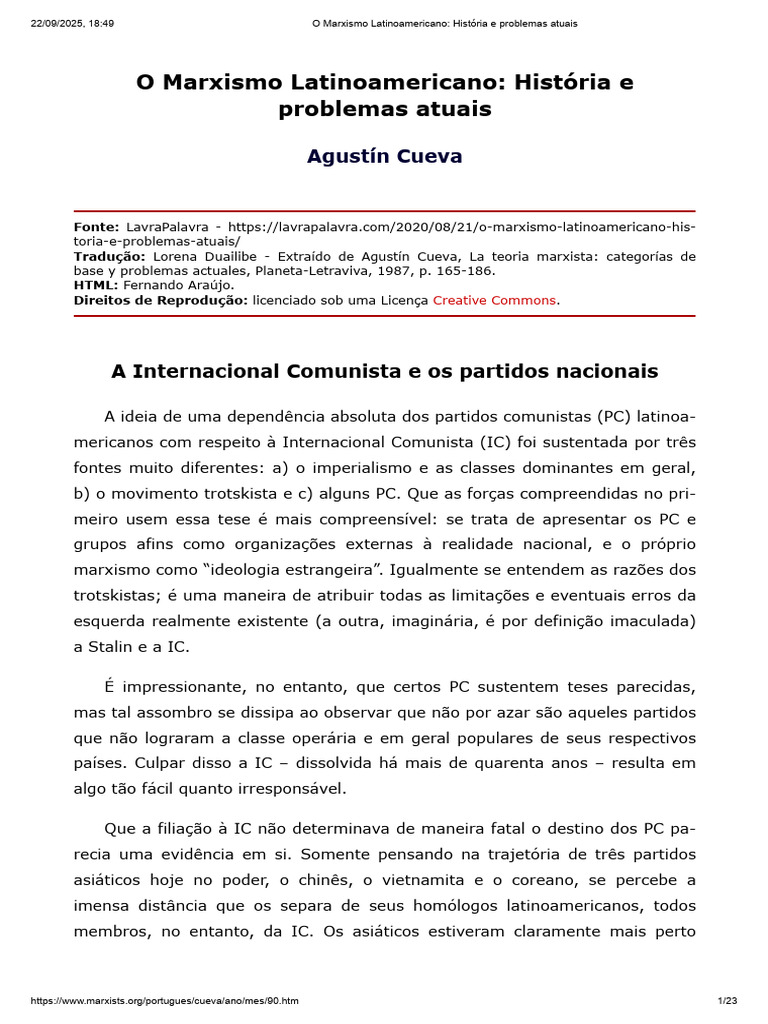 Marxismo Latinoamericano: História e Desafios | PDF | Marxismo | Comunismo