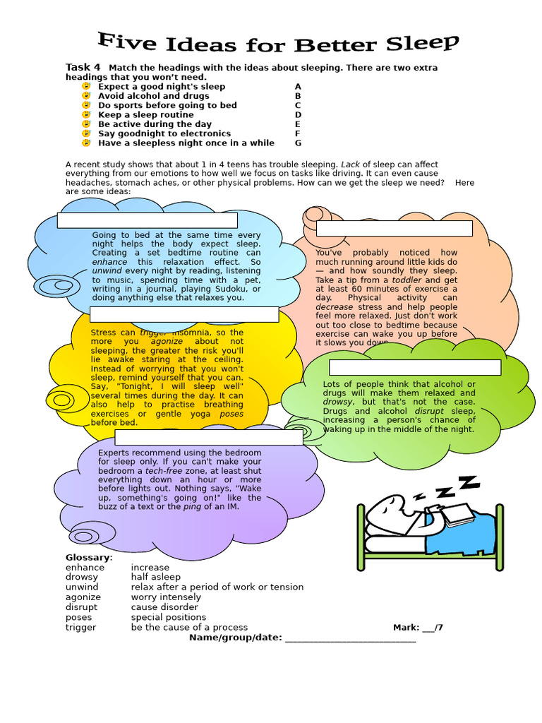 Five Ideas For Better Sleep Fun Activities Test Knya 2 | PDF | Sleep ...