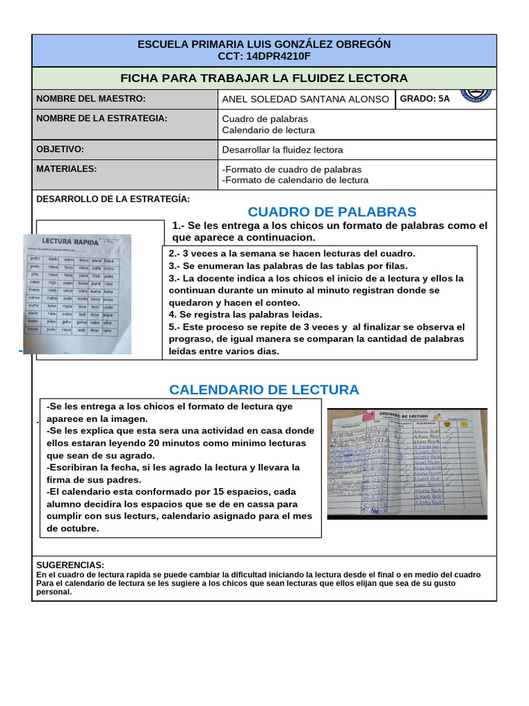 Estrategia de Fluidez Lectora 5A | PDF