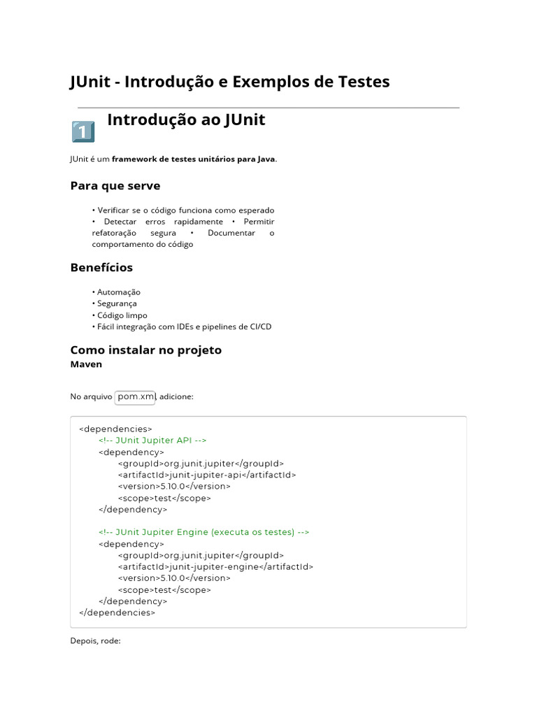Junit basico | PDF | Plataforma Java | Desenvolvimento de software