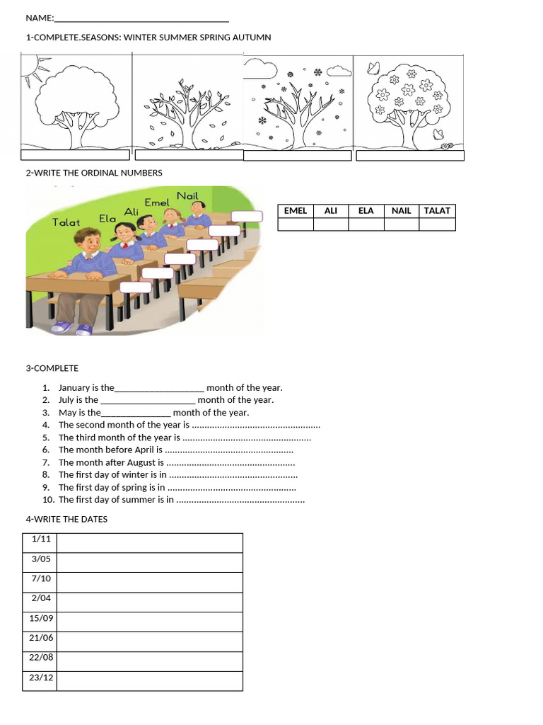 Months Ordinal Numbers | PDF