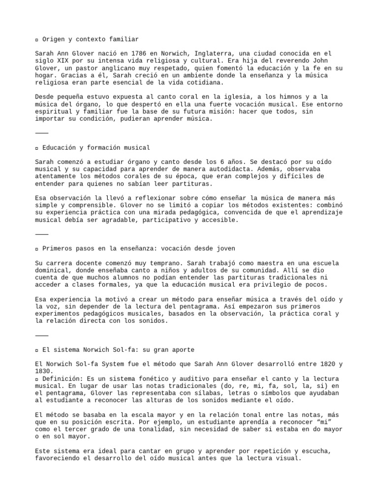 Sarah Ann Glover | PDF | Escala (música) | Enseñando