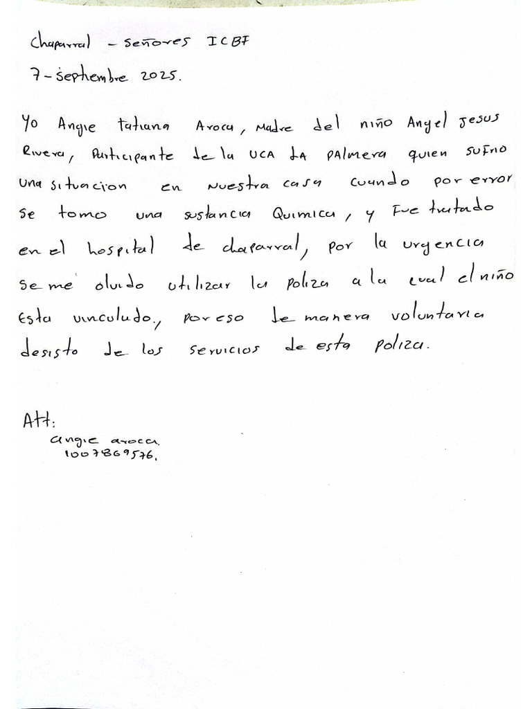 Desistimiento Poliza Angel Rivera | PDF