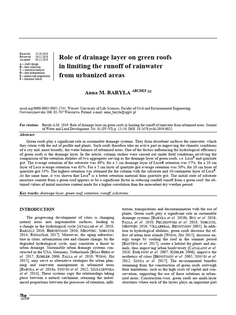 Drainage Layer Impact on Green Roofs | PDF | Drainage | Construction ...