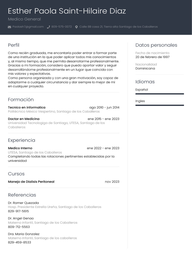 CV Esther Paola Saint-Hilaire Diaz | PDF