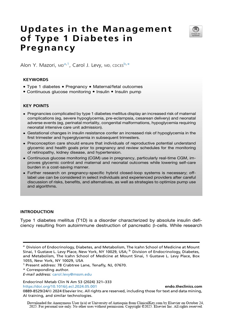 Managing Type 1 Diabetes in Pregnancy | PDF | Diabetes Management ...