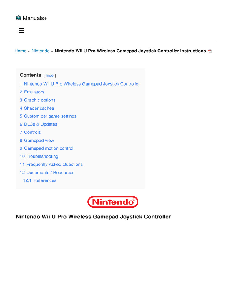 Wii U Pro Gamepad Controller Guide | PDF | Wii | Computer File
