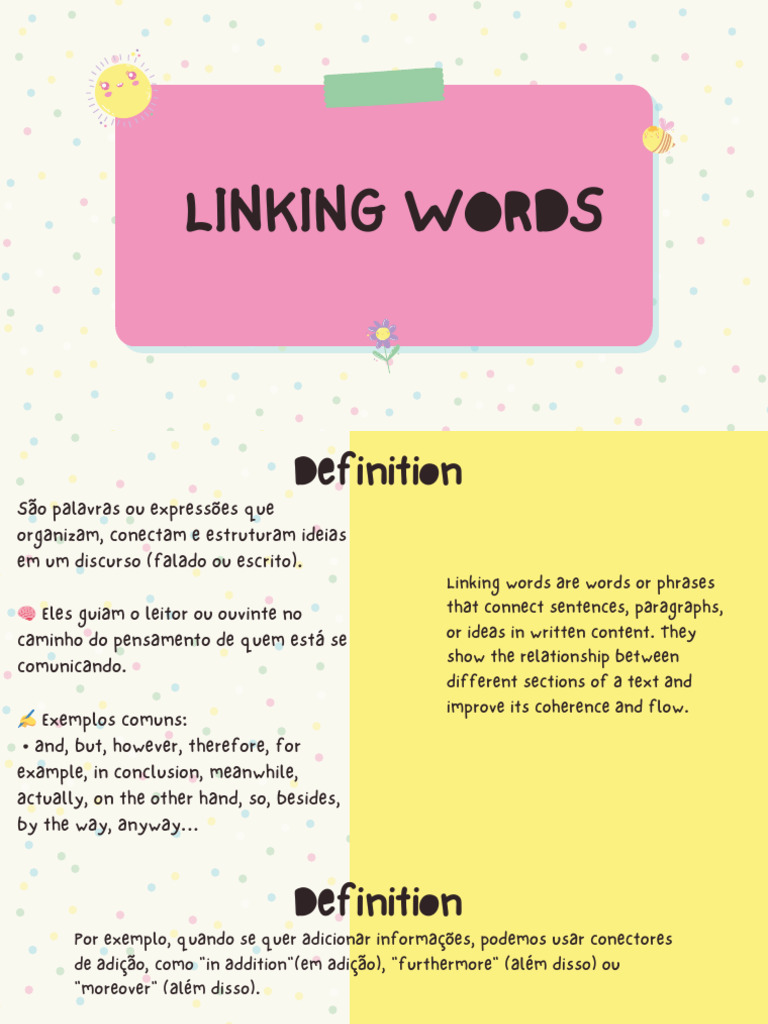 LInking Words Education Presentation in Colorful Cartoon Style PDF ...