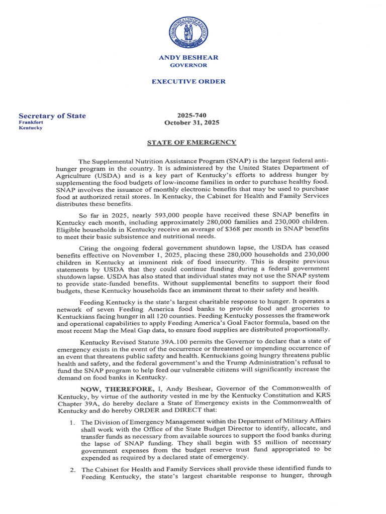 Gov. Beshear Executive Order | PDF