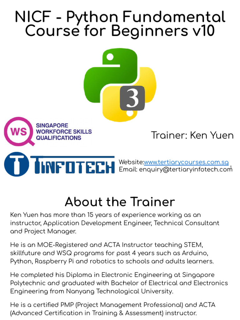 WSQ - Ken Yuen - Python Fundamental Course for Beginners - V10 | PDF | Anonymous Function ...