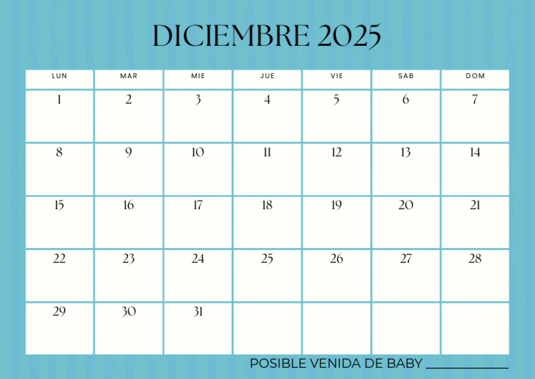 Documento A4 Calendario Diciembre 2025 Imprimible Almanaque Mensual ...
